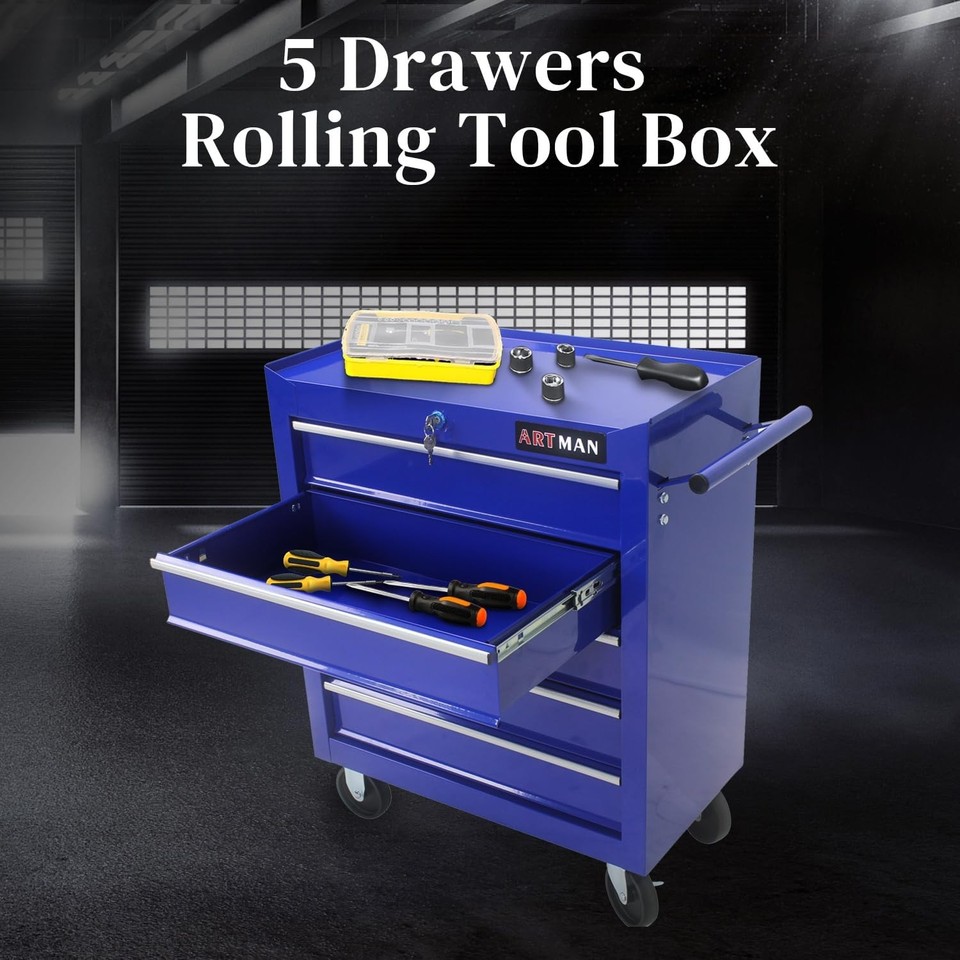 Rolling Tool Chest 7 Drawers Tool Box Lockable Tool Storage Cabinet for ...