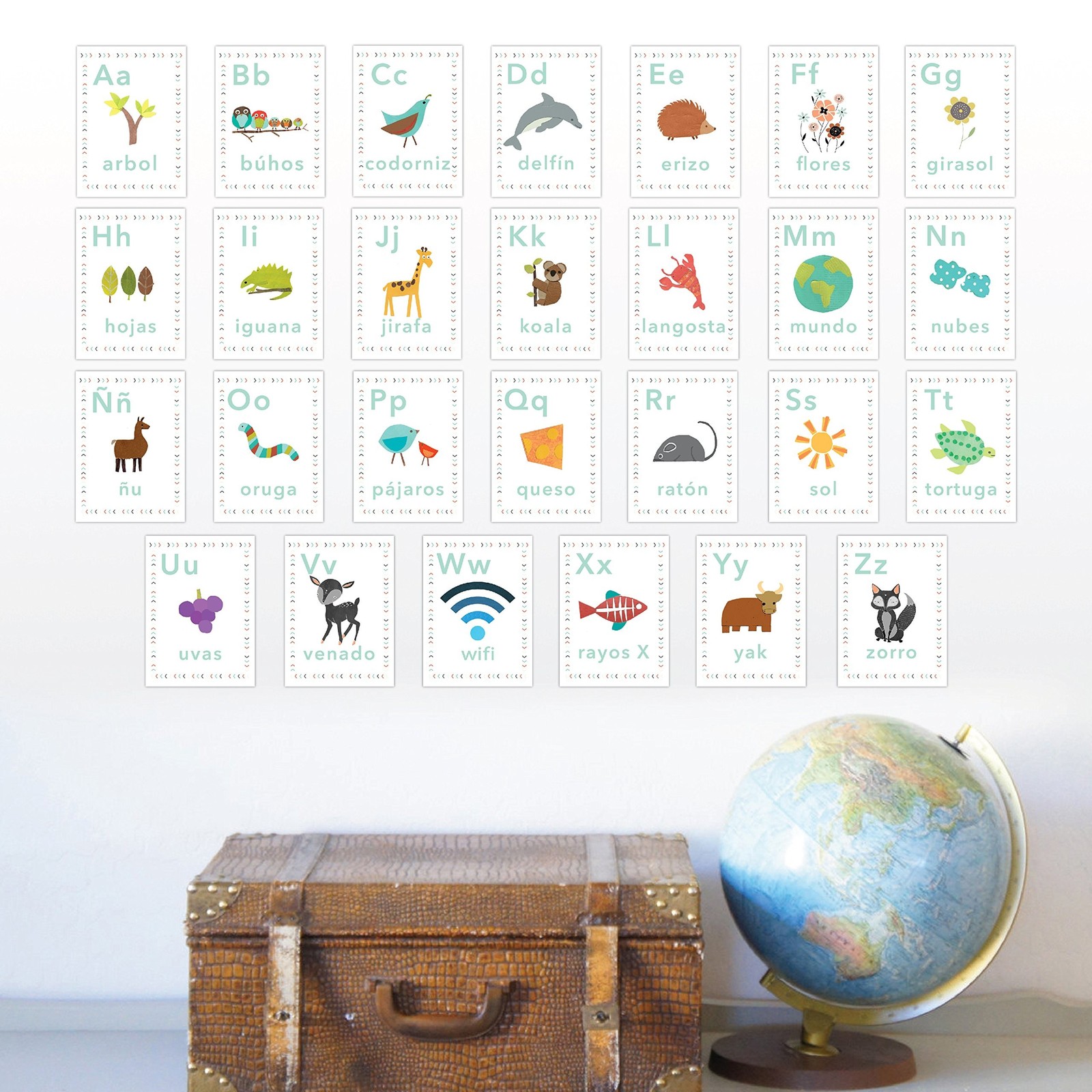 Spanish Alphabet 5x7 Wall Cards, Our World, Nature Themed, Kid's Wall ...