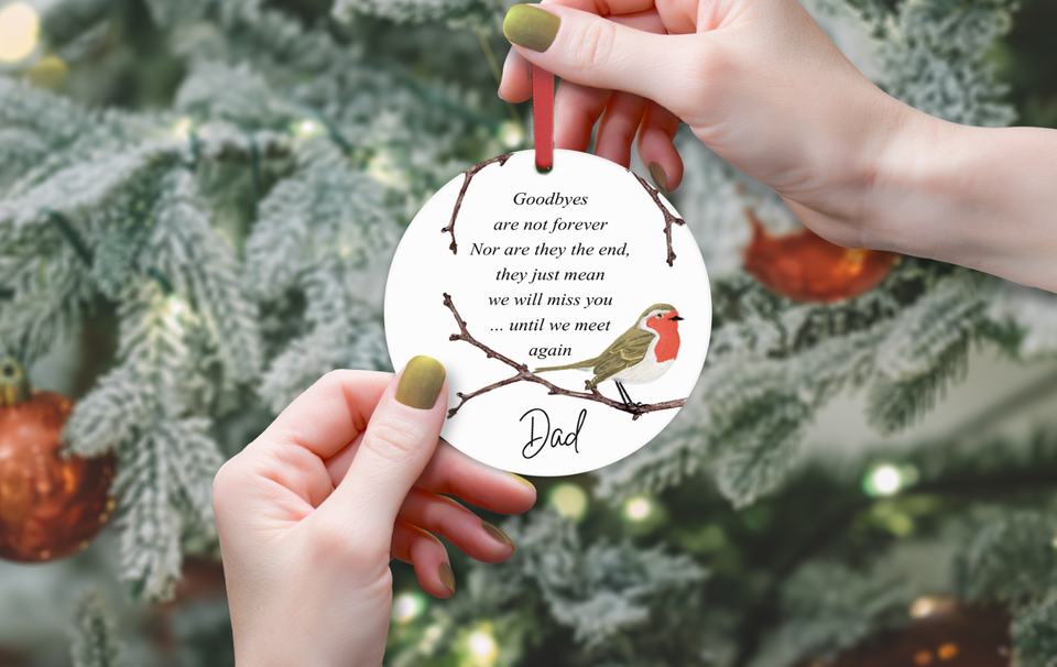 Robin Memorial Loss Loved One Xmas Tree Bauble Ornament Keepsake ...