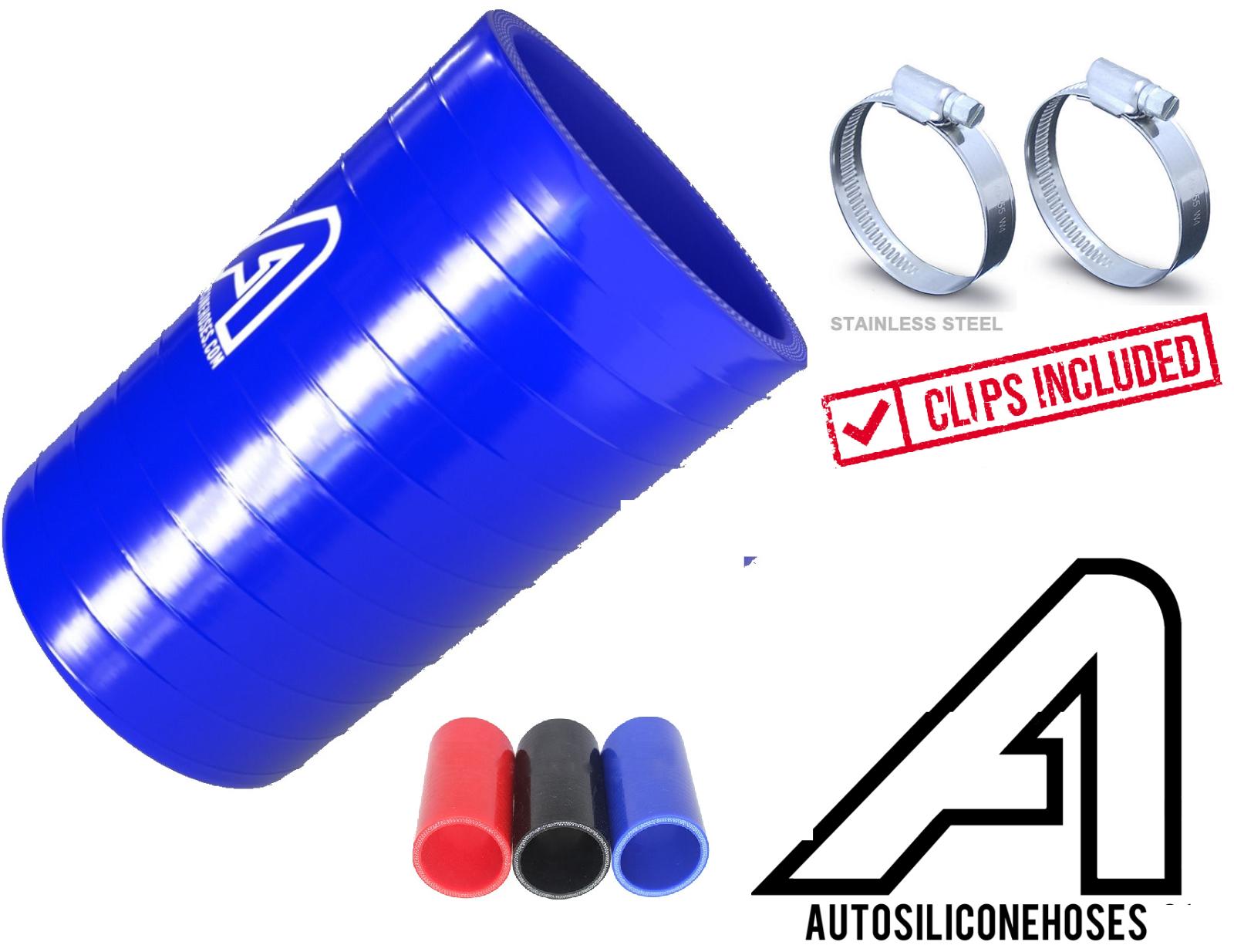 102mm - 4 Inch Silicone Hose Joiner Coupler Pipe Connector & 2 Hose ...