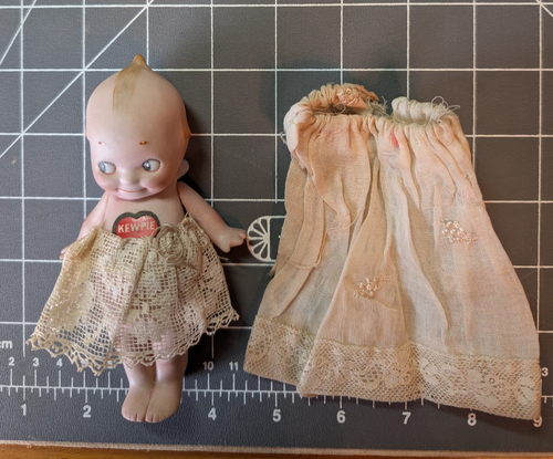 Antique German Rose O'Neill All Bisque Kewpie Doll Blue Wings ETCHED ...