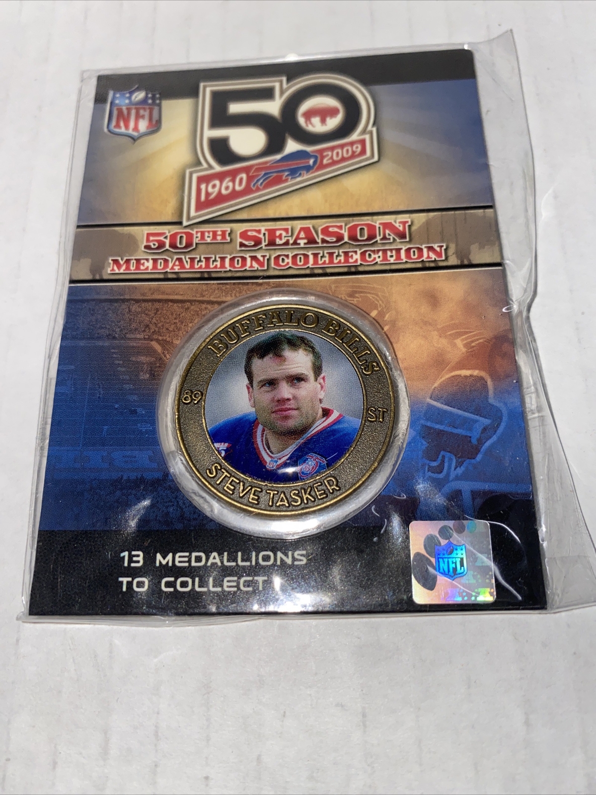 NFL BUFFALO BILLS STEVE TASKER 50th Season Medallion Collectible. GOES ...