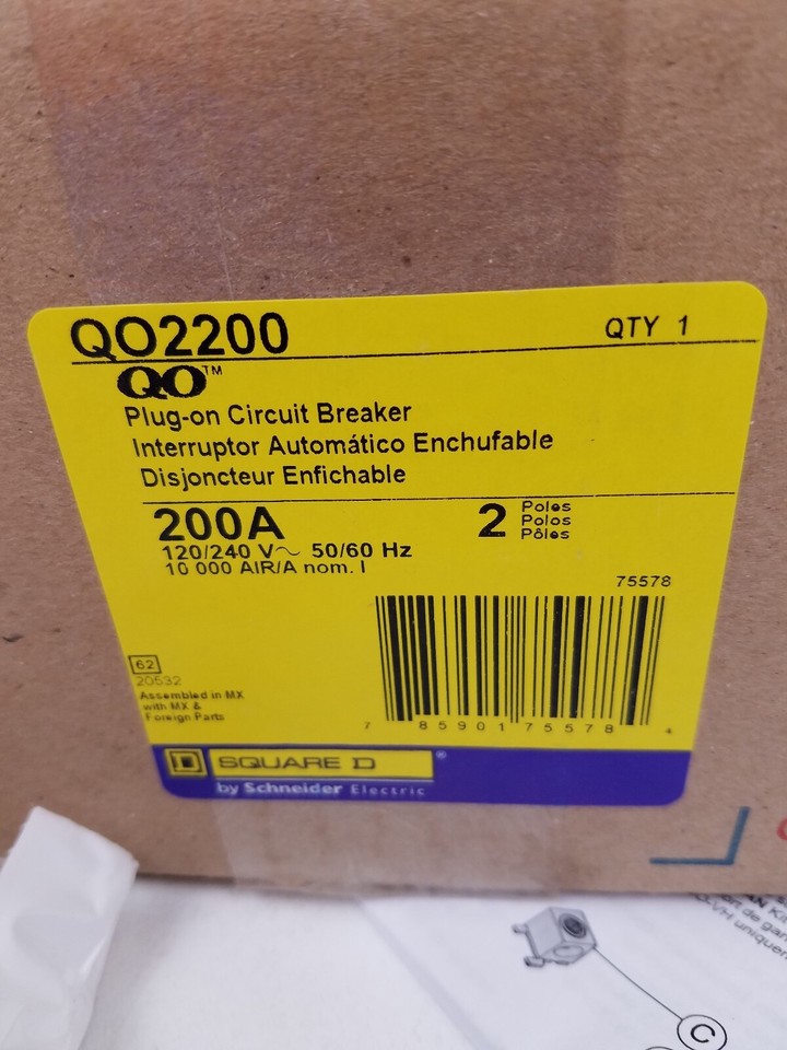 QO2200 Square D 200 Amp Circuit Breaker - Next Day Option - New | eBay