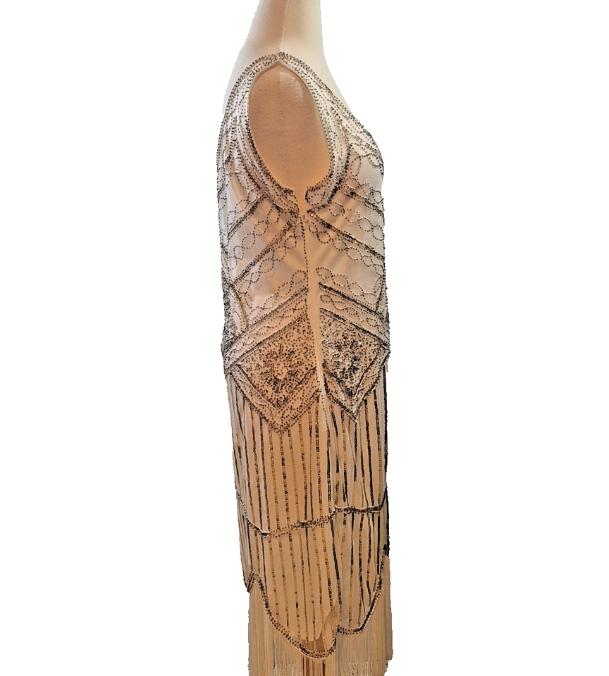 1920s Costume Cosplay Flapper Dress White Gold Silver Sequins Costume ...