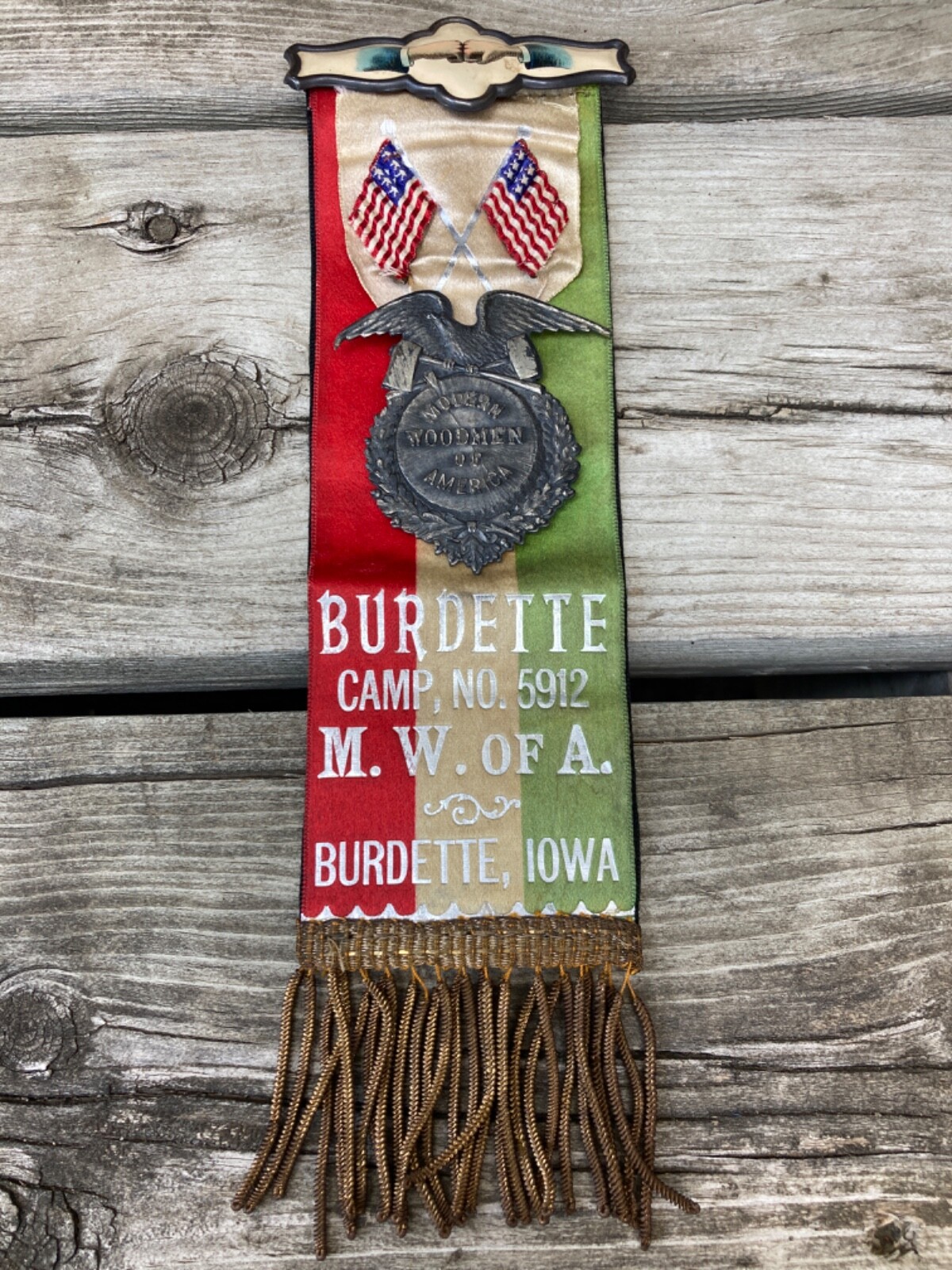 VTG MWA MODERN WOODMEN OF AMERICA BURDETTE IOWA ENCAMPMENT BADGE | eBay