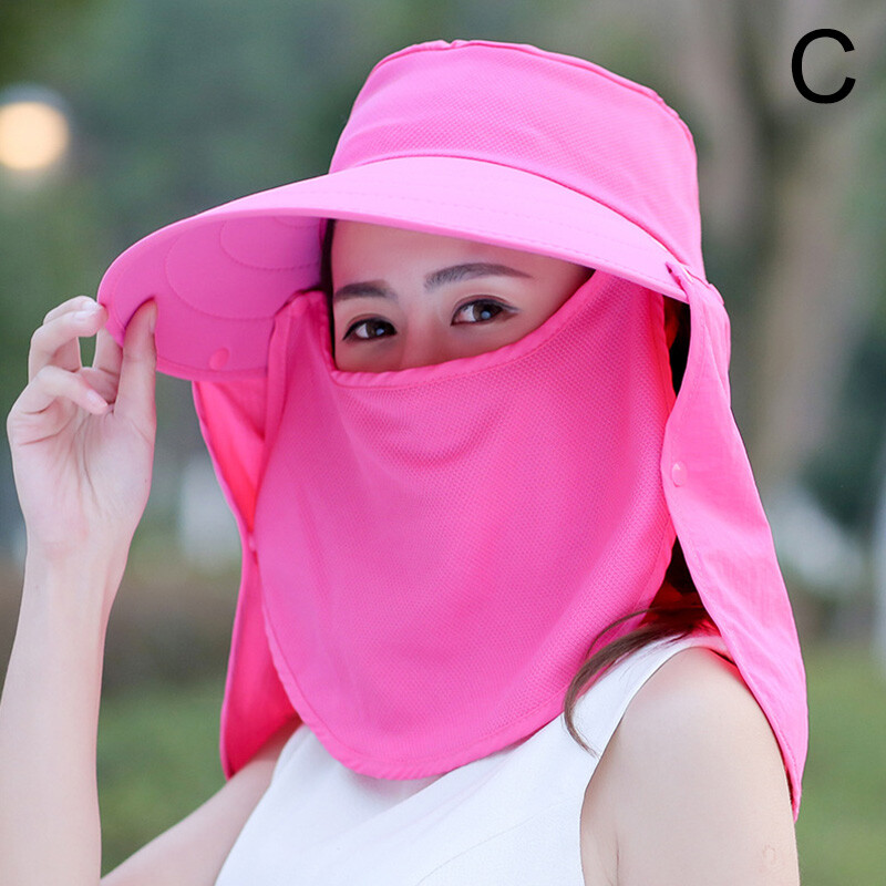 Women Wide Brim Sun Hat Face Cover Neck Flap Summer Outdoor UV ...