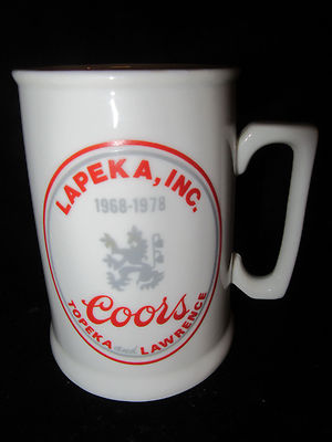 Vintage COORS BEER - Lapeka, Inc. Topeka & Lawrence KS Mug - 1968-1978 ...