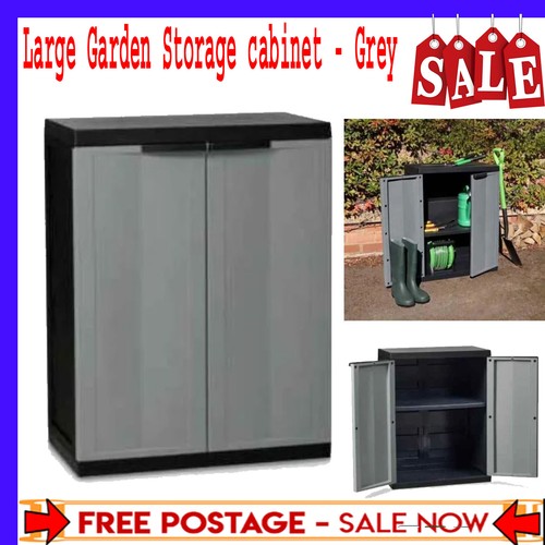 Garden Storage Cabinet Plant Shelves Unit Cupboard Outdoor Plastic ...