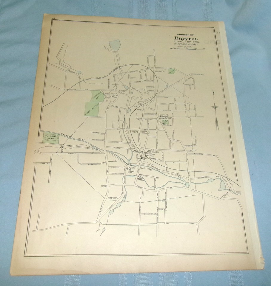 1893 D. H. HURD HAND COLORED ATLAS MAP-HARTFORD, EAST HARTFORD ...