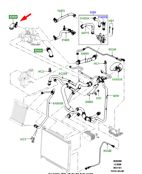 Manguera de salida de agua LAND ROVER RANGE ROVER L322 LR008237 nueva ...