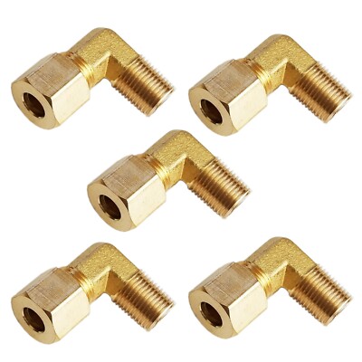 5 PC - Brass Compression Elbow Fitting 5/16" OD Tube x 1/8" NPT Male ...