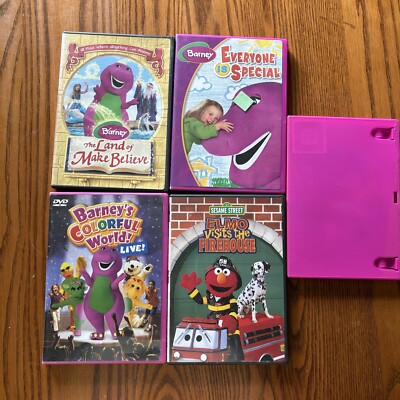 4 Barney DVDs & 1 Elmo DVD-Make Believe Colorful World Springtime Fun ...