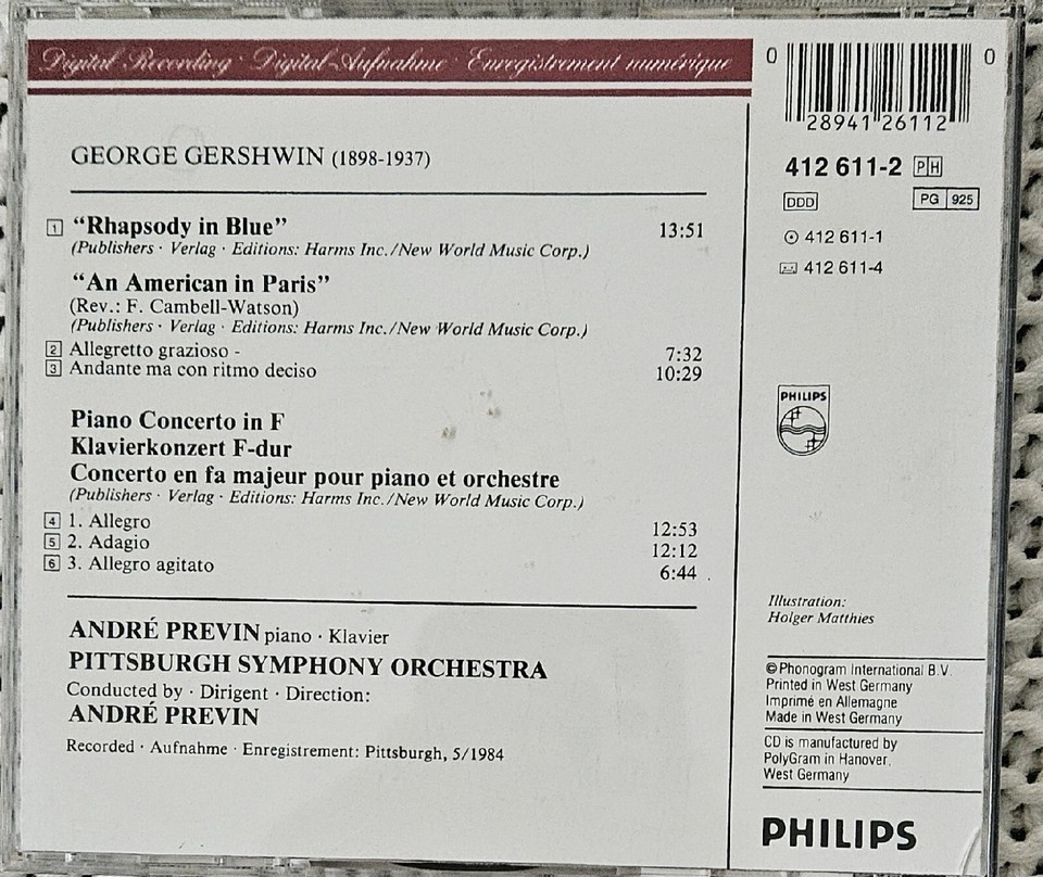 Gershwin : Rhapsody in Blue (Philips 412 611-2) Andre Previn | eBay
