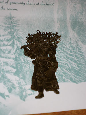 Reader's Digest Hallmark thin metal SANTA CLAUS Christmas Ornament 2.75 ...