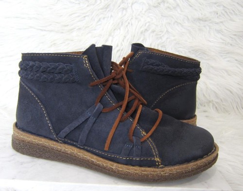 Born Temple II Ankle Boots Navy Blue Leather Distressed Look Women's ...