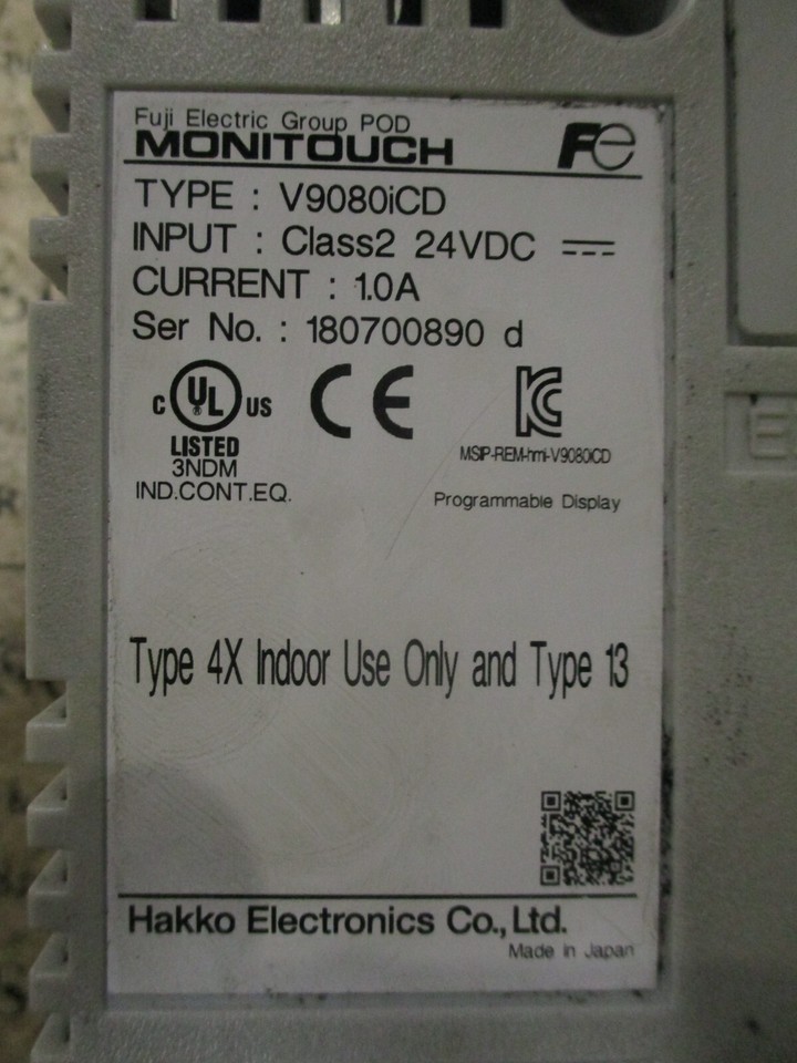 Hakko Fuji V9080iCD MONITOUCH HMI Touch Screen 24VDC 1A**Cracked ...