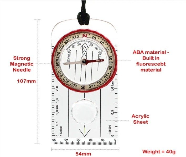 Multifunctional Compass Map Scale Ruler Outdoor Hiking Camping Survival ...