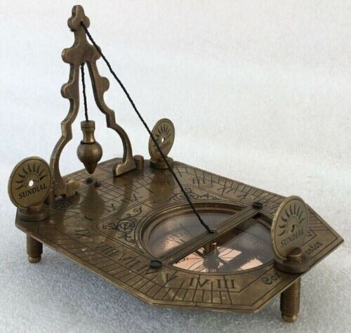 Antique Sundial Pendulum Compass Brass Nautical Maritime Vintage ...