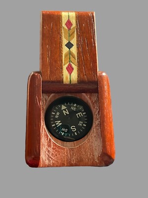 Vintage Directional Compass Set In Wood Case Indian Aztec Design ...