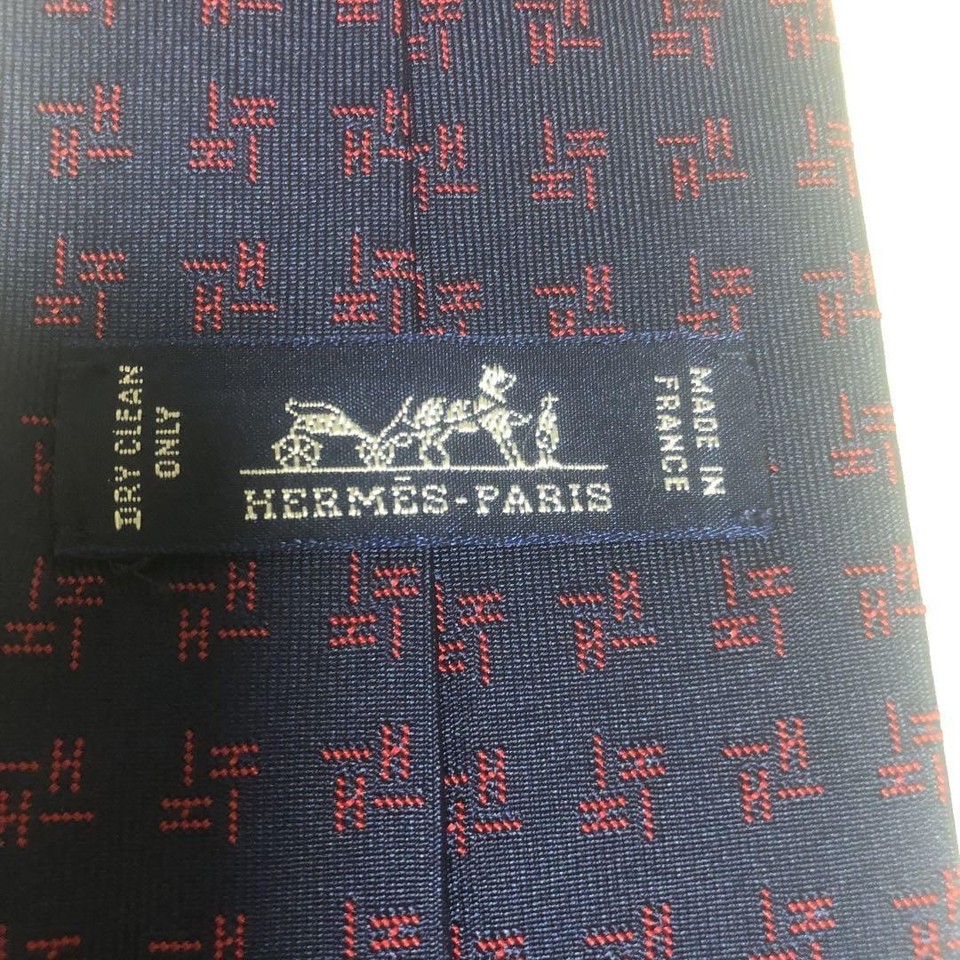 HERMES Necktie Tie Blue all-over pattern 100% Silk made in France J8994 | eBay