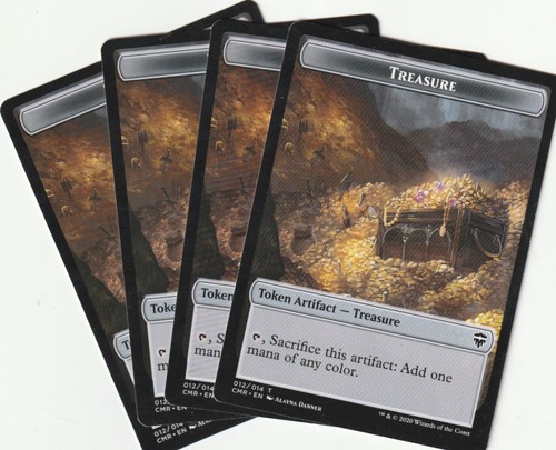 4 MAGIC The Gathering TREASURE Token Artifact PLAYSET CMR/EN NM/EX ...