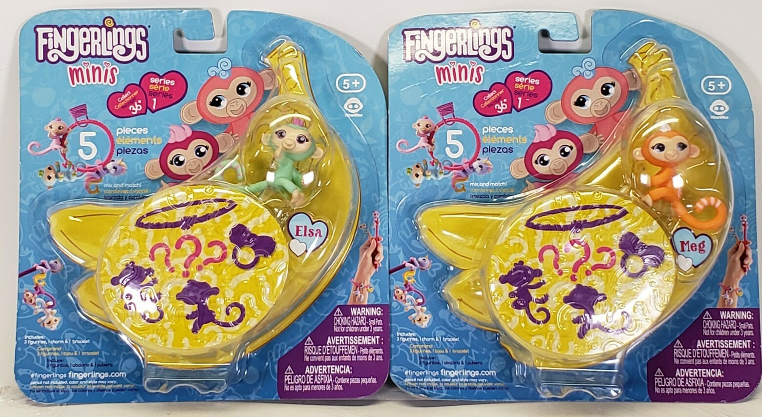 Lot Of 2 Fingerlings Minis 5 Piece Set Series 1 Blind Surprise Figure ...