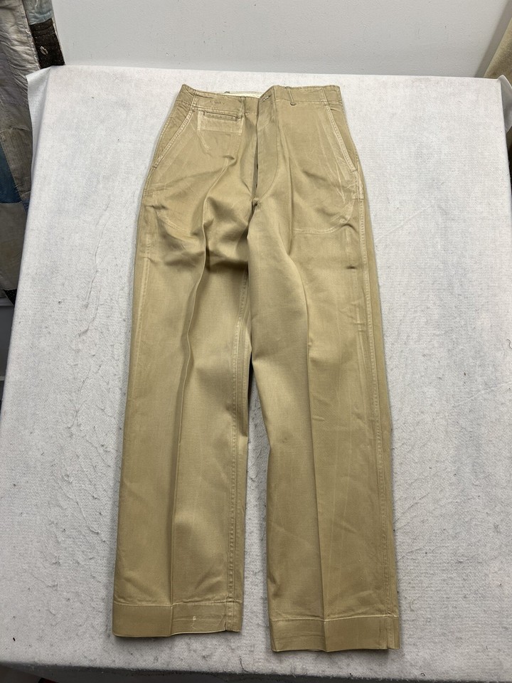Button Fly Chino Khaki Pants 1940s WW2 Vintage Work Wear Mikitary ...