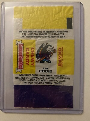 RARE 1986 Garbage Pail Kids Chewy Candy Wrapper Evil Eddie GRAPE Ultra ...