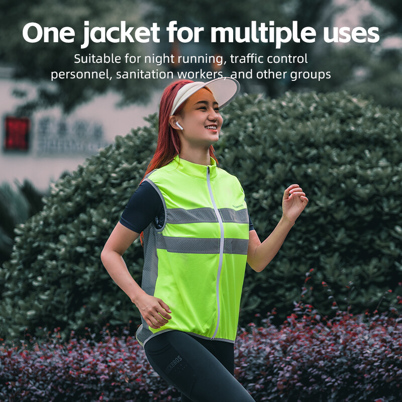 ROCKBROS Men's High Visibility Cycling Wind Vest Sleeveless Reflective ...