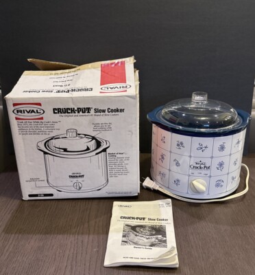 Rival Crock Pot 3120 Slow Cooker Blue Floral Pattern Stoneware Plastic ...