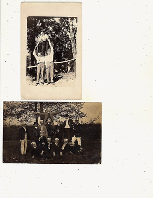 (2) Real Photo Postcards RPPC - Men Stacked on Each Other - Male ...