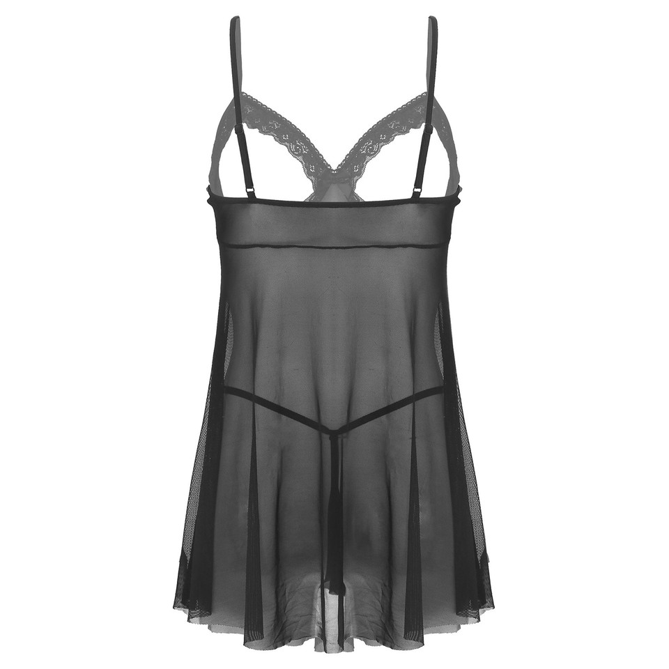 Women Open Cup Babydoll Lingerie Lace Nighties See Through Chemise ...