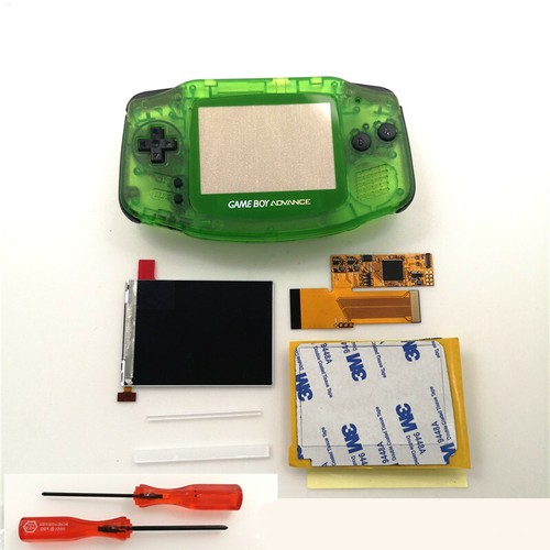 Pre- cut Clear Green Shell +Green Glass Lens IPS Screen Backlight Mod ...