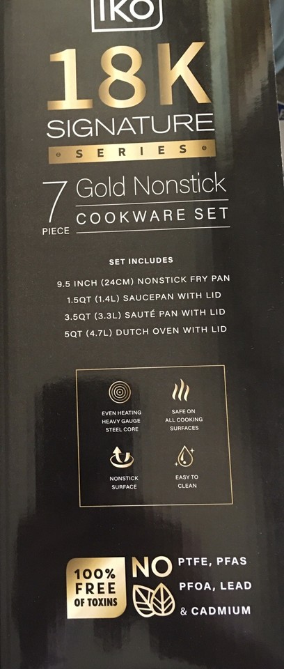 IKO 18k Signature Series Gold Non-stick 7 Piece Cookware Set - NEW | eBay