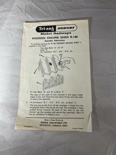 Triang Hornby OO Gauge Railways R146 Modern Engine Shed Assembly ...