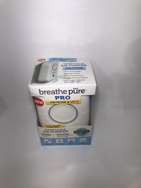 2x Breathe Pure Pro Portable Plug-in Air Purifier W/ HEPA and Uv-c for ...