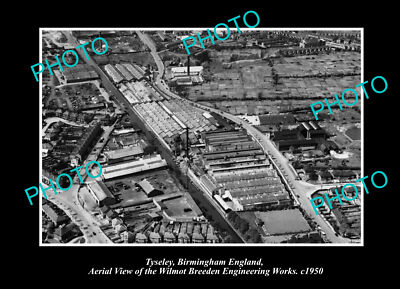 OLD POSTCARD SIZE PHOTO BIRMINGHAM ENGLAND AERIAL VIEW OF TYSELEY c1950 ...