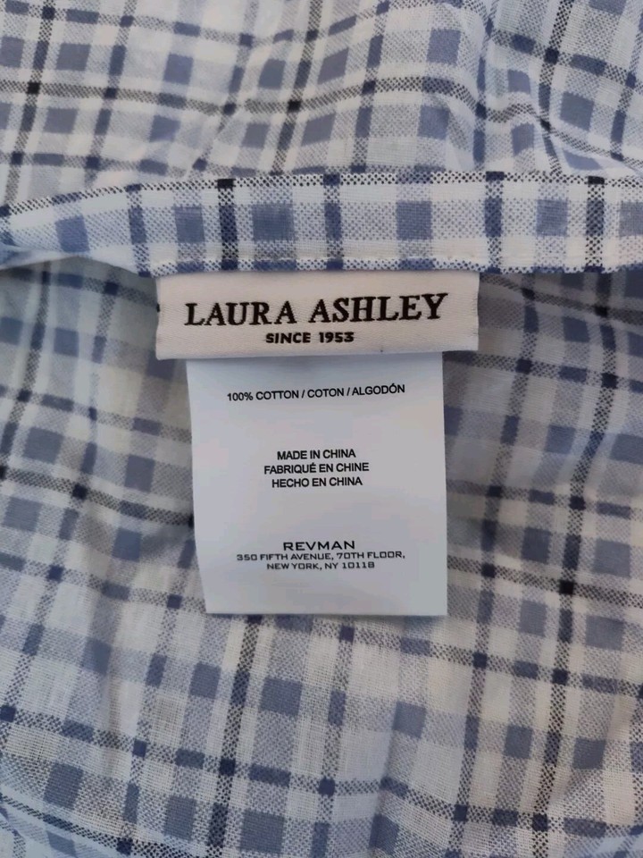 Laura Ashley Yellow Blue Floral Check Cassidy King Pillow Sham Revman ...