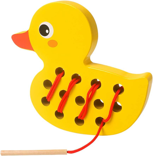 Skrtuan Wooden Lacing Duck Threading Toys Wood Block Puzzle Car ...