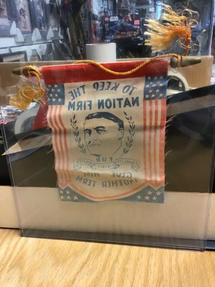 1936 FDR Campaign Banner With Original Hanging Materials | eBay