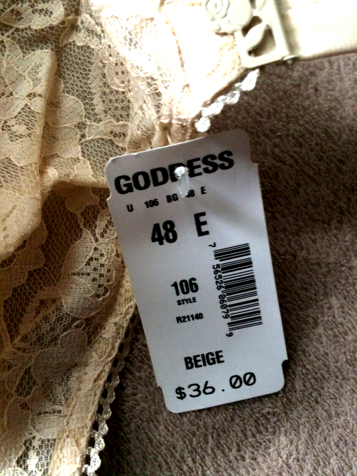 Goddess 48E Revelation Beige All Over Lace Underwire Cup Bra Style 106 ...