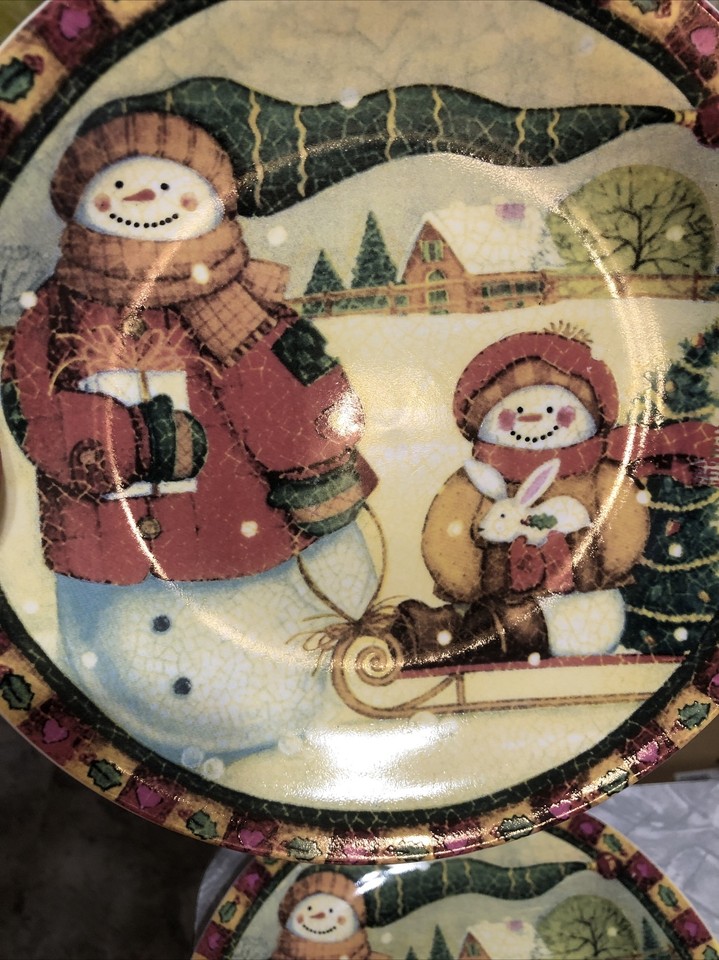 2 Studio 33 snowman Christmas luncheon plates | eBay