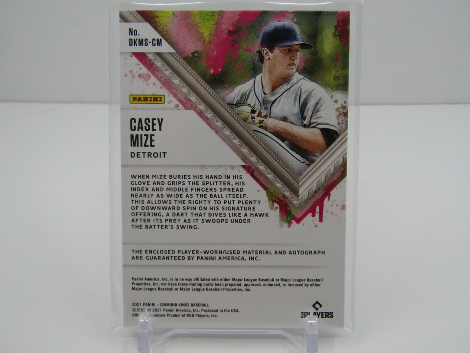 CASEY MIZE 2021 DIAMOND KINGS DUAL PATCH AUTOGRAPH AUTO #71/99- TIGERS ...