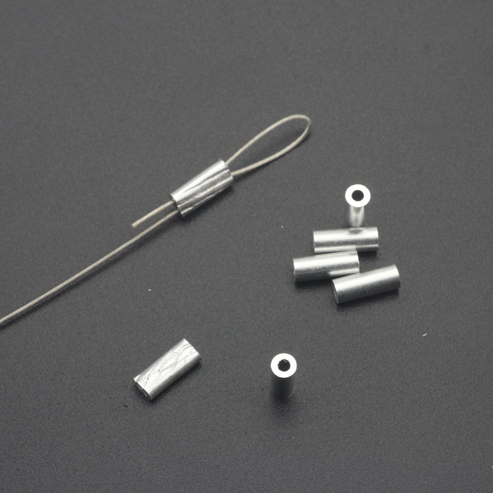 100pcs Aluminum Fishing Crimp Sleeves Single Round Fishing Wire Line ...