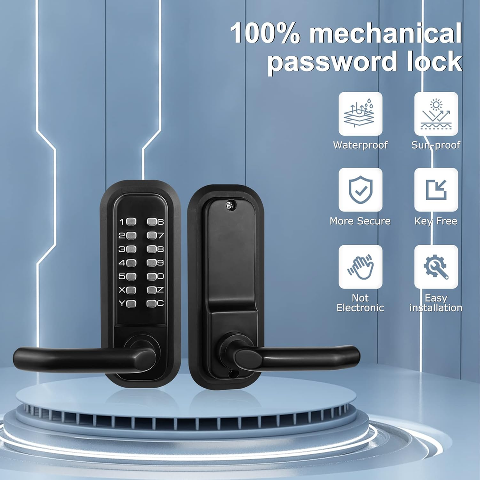 Mechanical Keypad Door Lock with Handle,Stainless Steel Mechanical ...