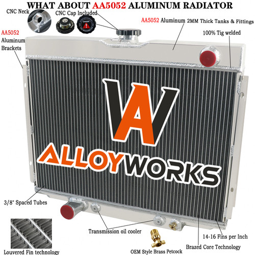 4 Row Aluminum Radiator For Ford Mustang Cougar XR7 V8 Engine 1968-1970 ...