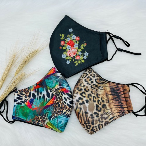 [3 PACK] Face Masks FASHION Polyester/Cotton Triple-Layer Washable - US ...