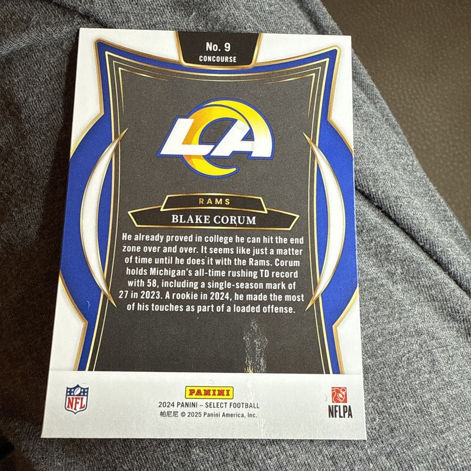 2024 Panini Select Football #9 Blake Corum Concourse Level Rookie Card ...