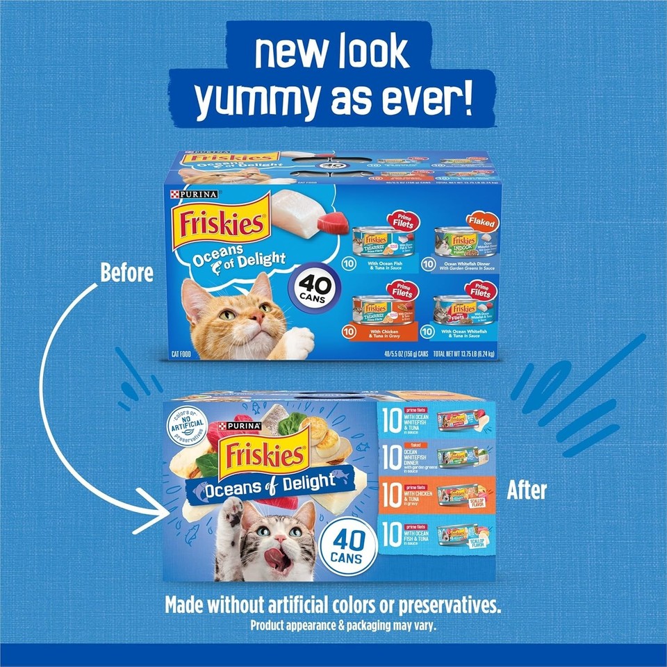 Purina Friskies Wet Cat Food Variety Pack, Oceans of Delight Flaked and ...