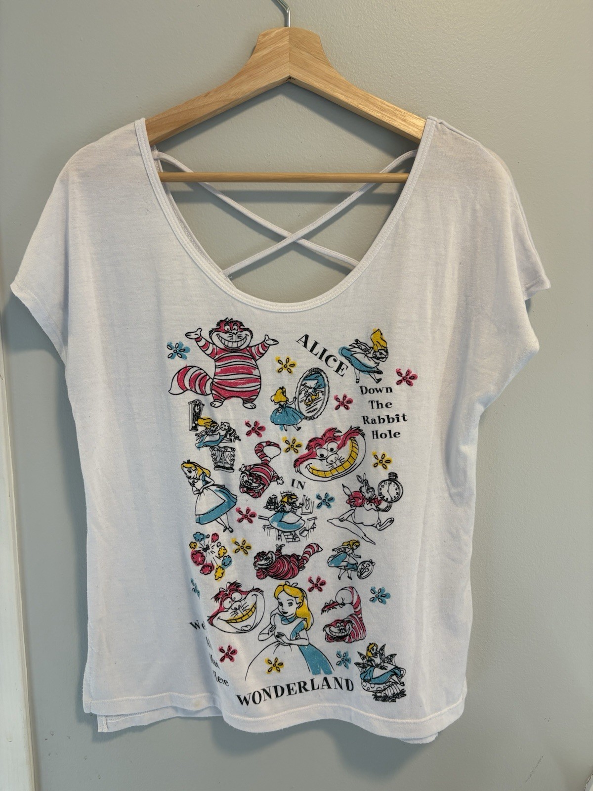 Disney Boutique Alice In Wonderland Shirt Glitter Graphics Cross Cross ...
